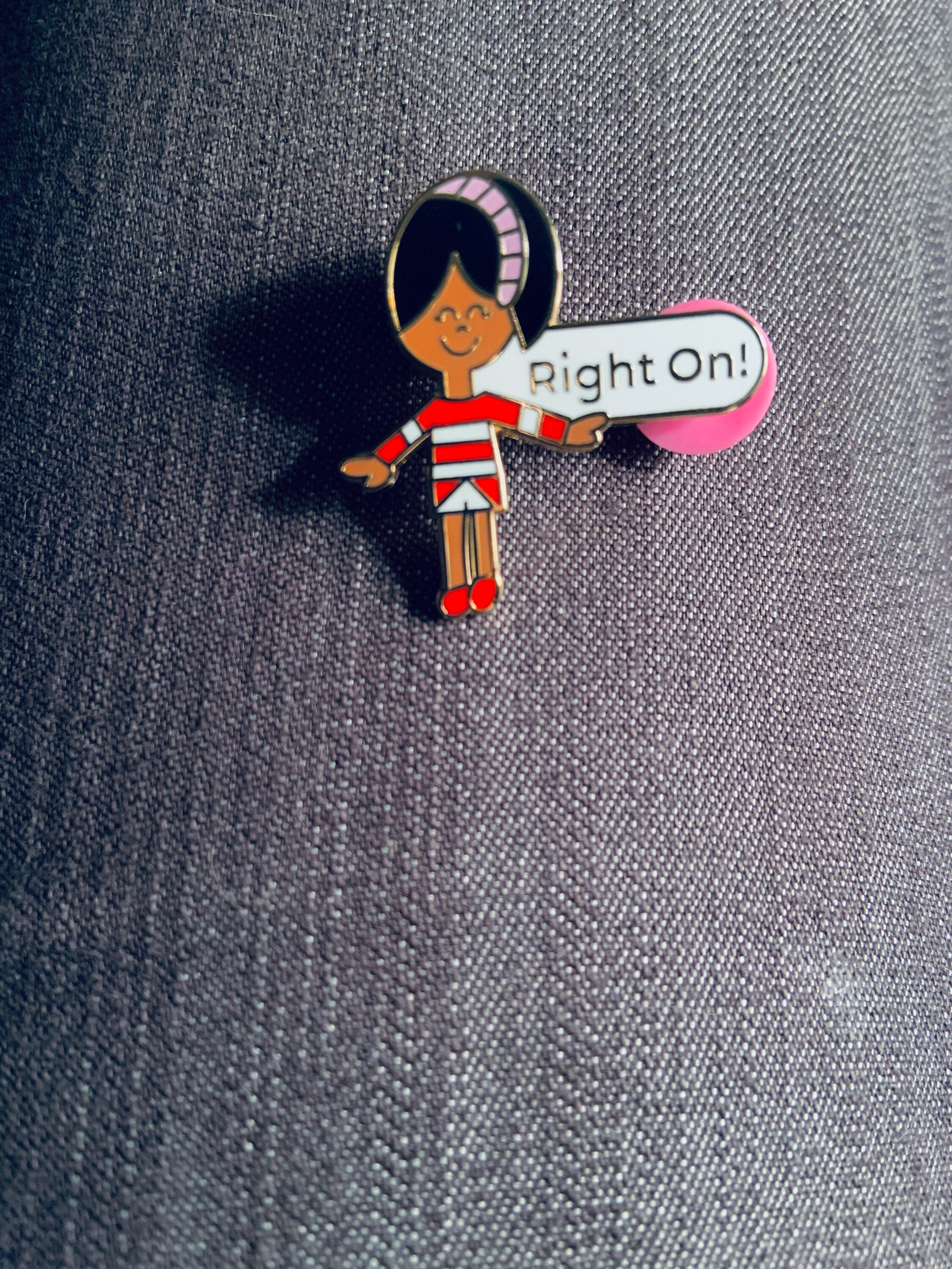 Enamel and Acrylic Pin L Super Cute Right on Pin - Etsy