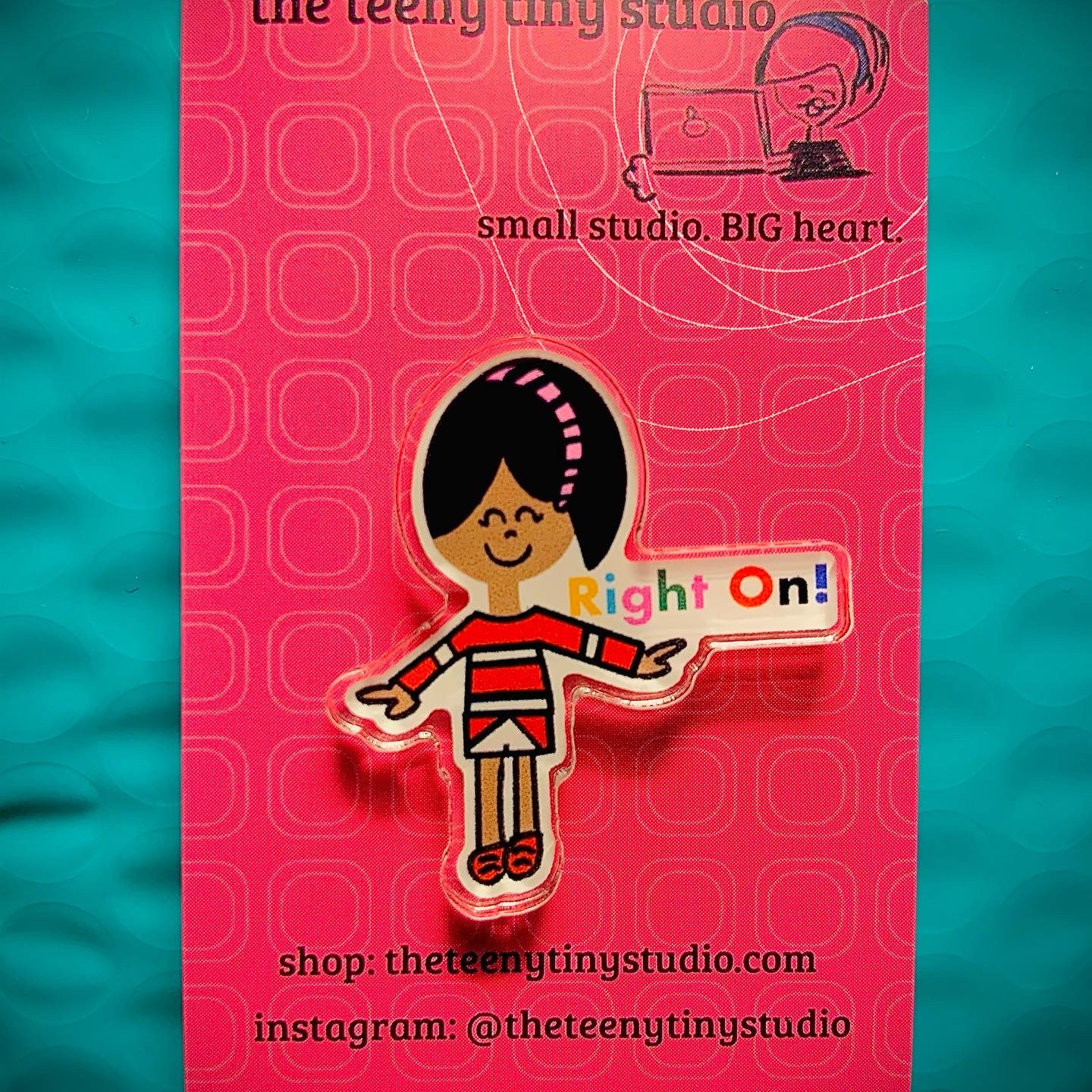 Enamel and Acrylic Pin L Super Cute Right on Pin - Etsy