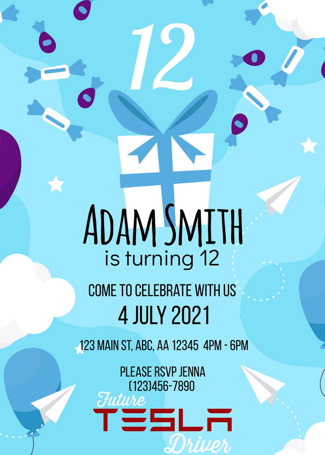 Birthday Tesla Party. 5x7 In. Birthday Invitation Editable Birthday ...