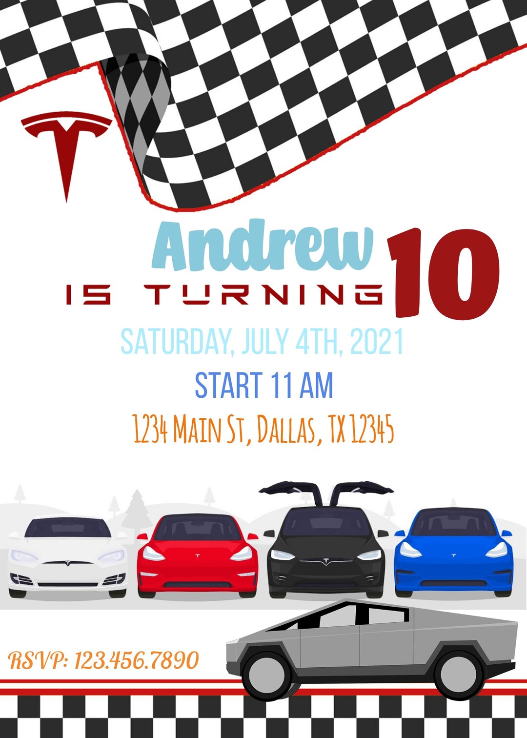Birthday Tesla Party. 5x7 In. Custom Invitation. Birthday Invitation ...