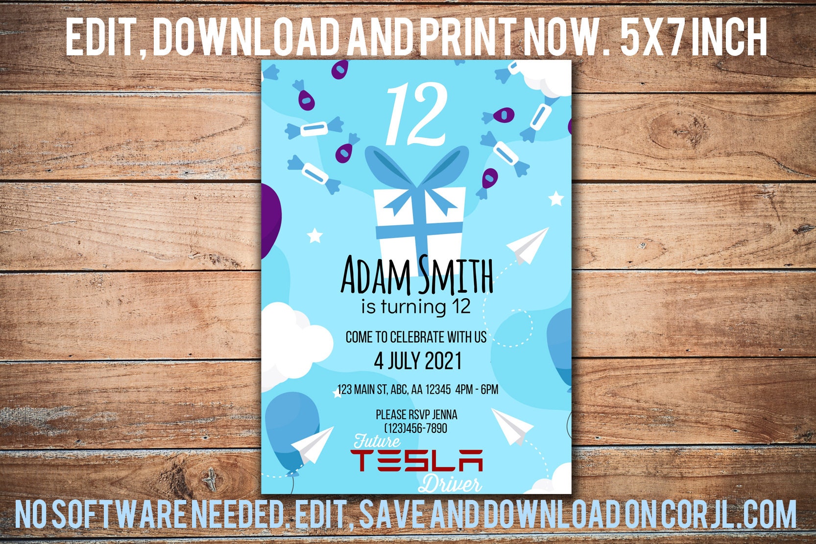 Birthday Tesla Party. 5x7 In. Birthday Invitation Editable Birthday ...