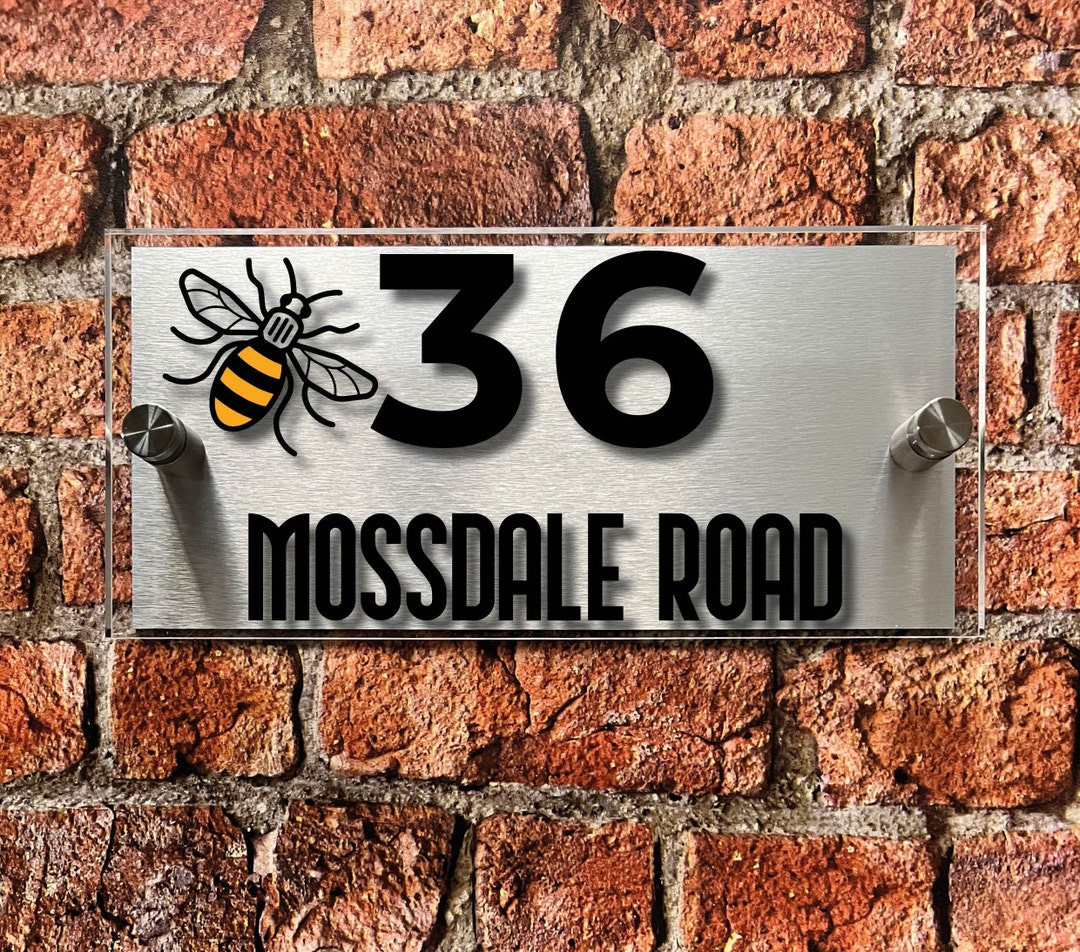 Manchester Bee House Sign With Capitalised Black Text - Etsy UK
