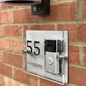 Ring Doorbell House Number Sign Plaque for Housing Your Video Camera ...