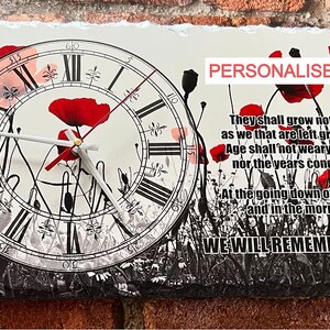 Poppy Remembrance Natural Slate Clock - Etsy
