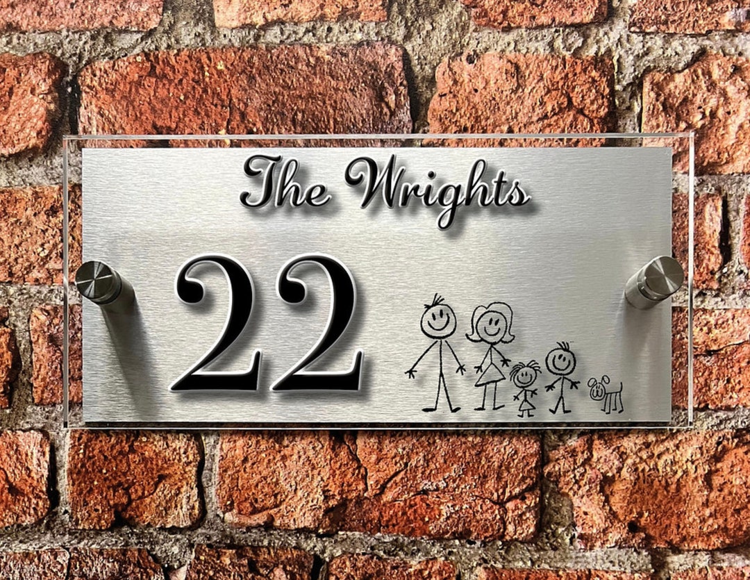 Stick Family House Number Sign Plaque - Etsy