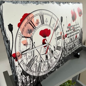 Poppy Remembrance Natural Slate Clock - Etsy