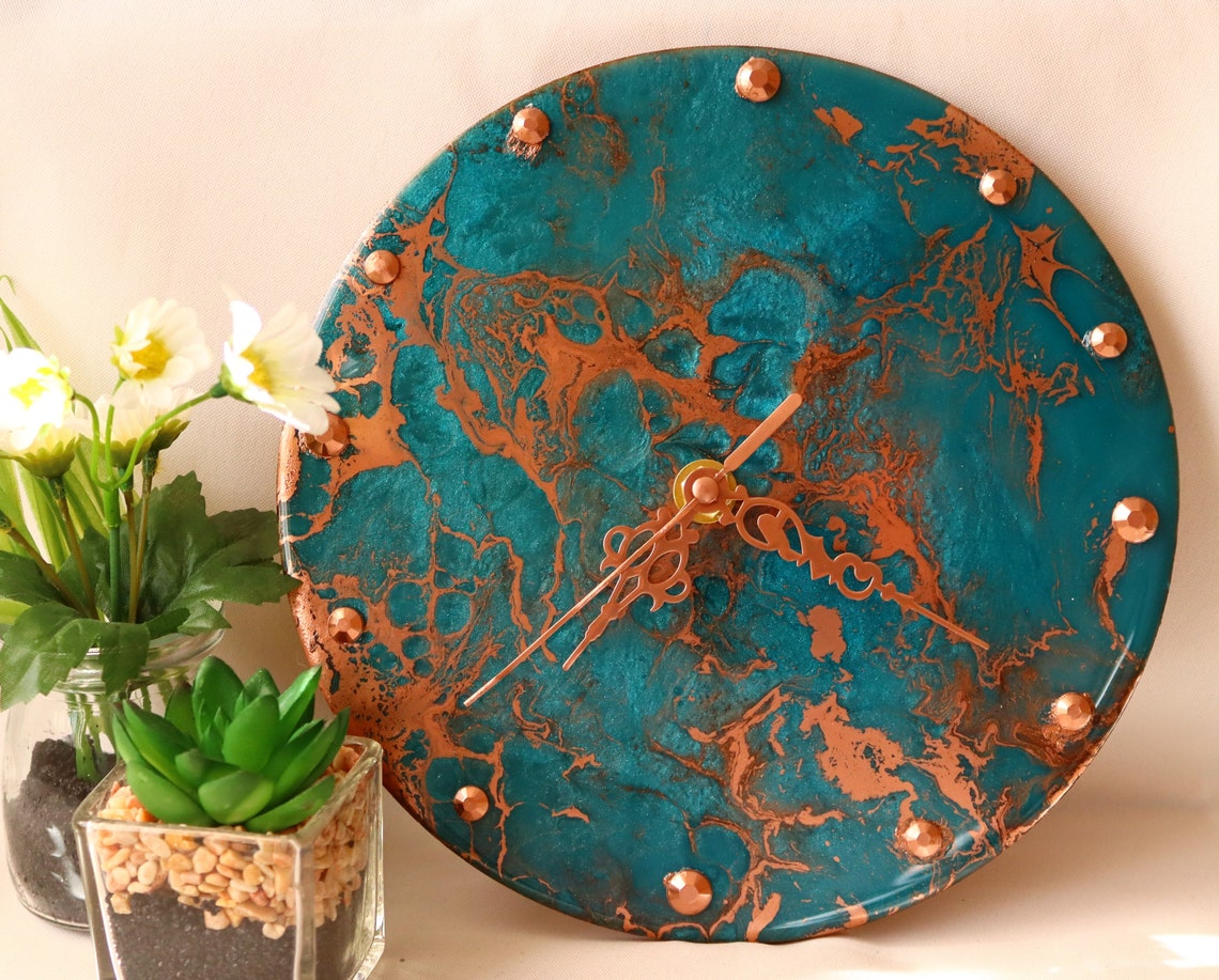 Clock Wall clock Resin art clock Abstract resin clock | Etsy