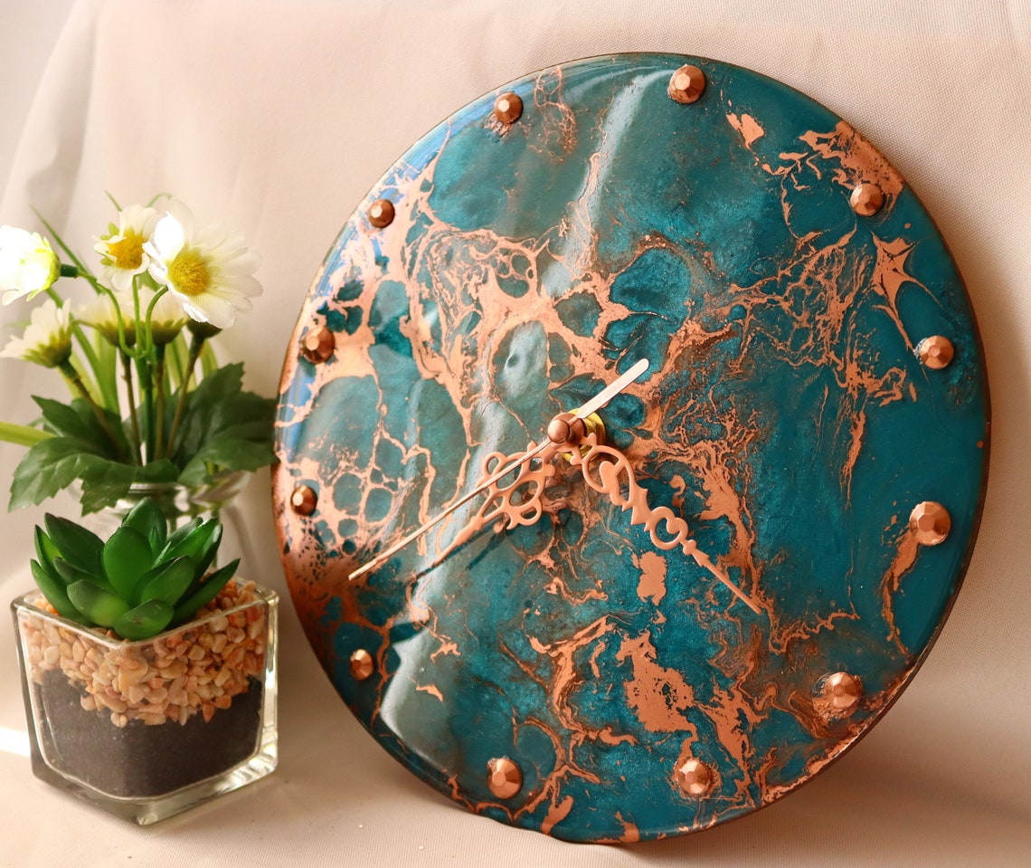 Clock Wall clock Resin art clock Abstract resin clock | Etsy