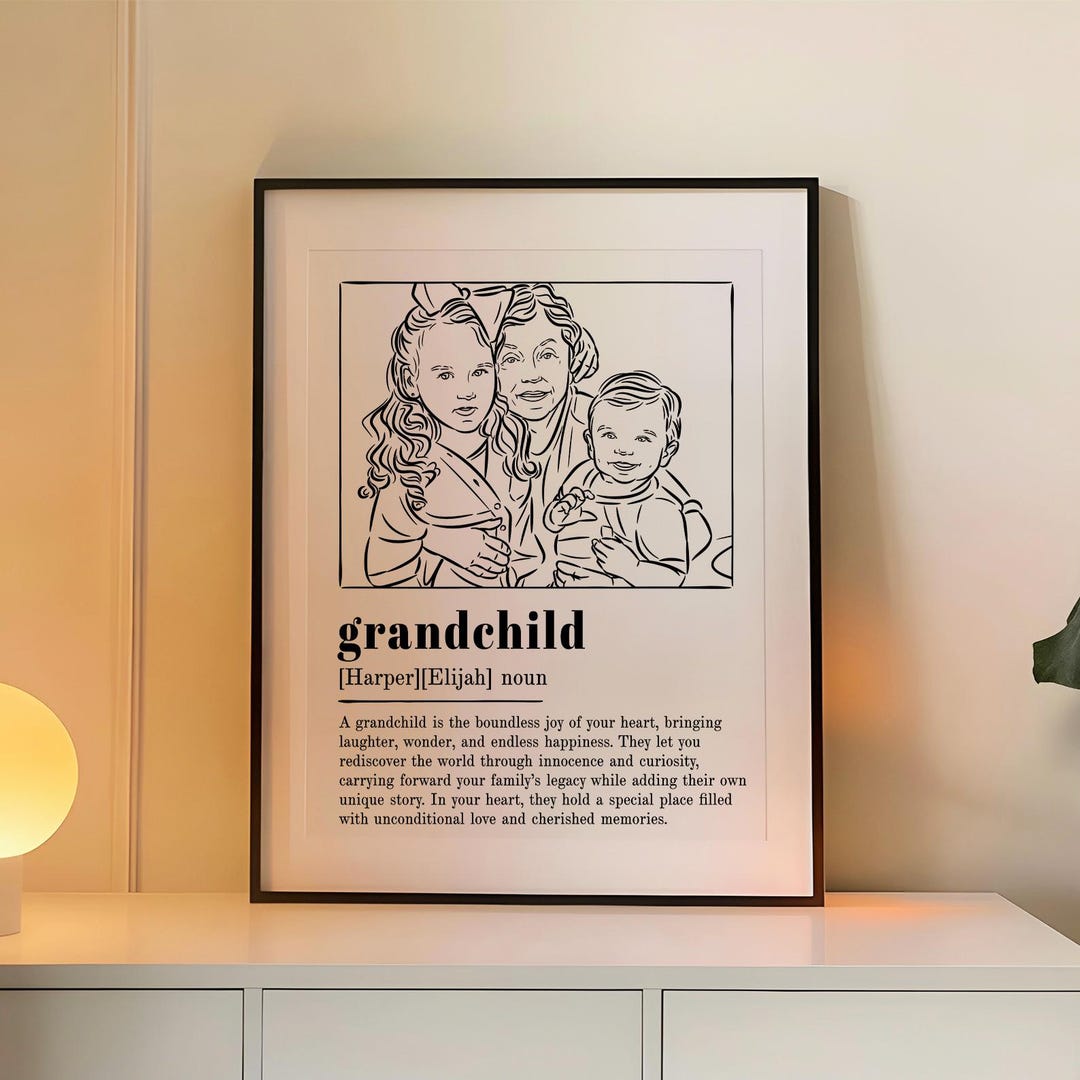 Definition Grandchild Personalized One Line Art Drawing Custom Grandkid ...