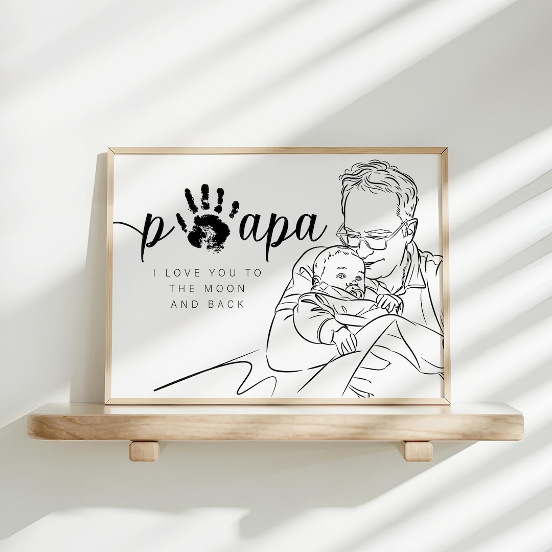 Custom Papa & Family Line Drawing From Photo, Personalized Gift for Him ...