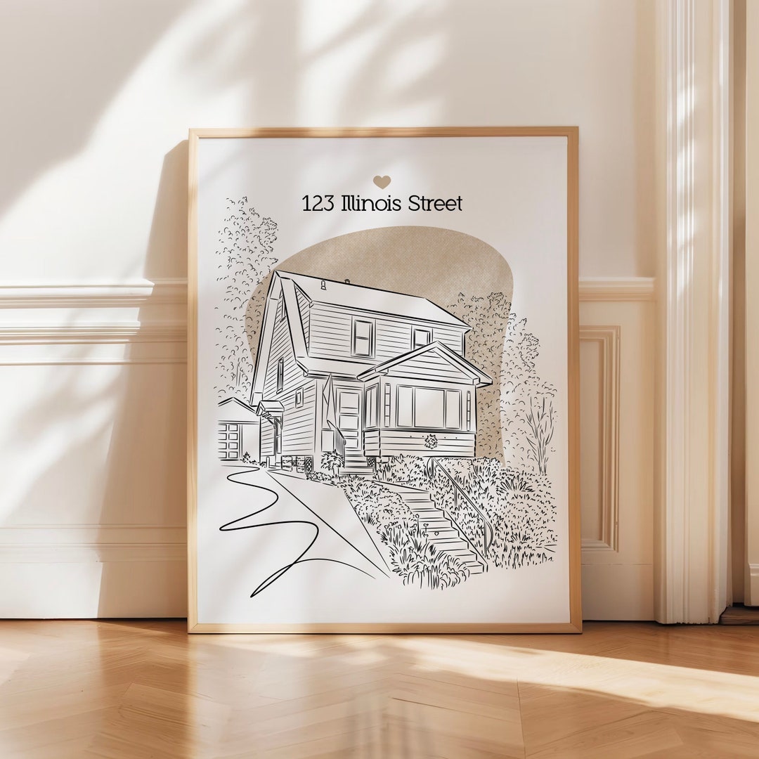 Custom New Home Gift - House Drawing - Perfect First Home Gift, Real ...