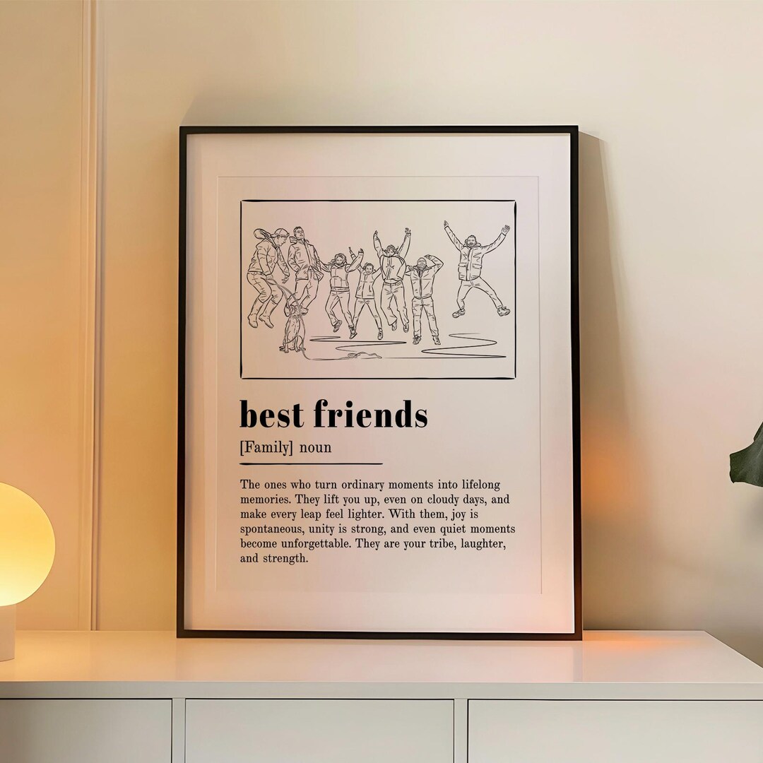 Custom Best Friend Line Art Drawing - Personalized Friendship Gift ...