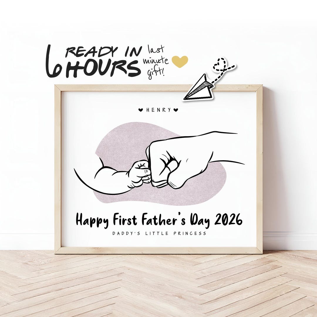 Personalized Dad Baby Fist Bump Line Art | First Christmas, Father's ...