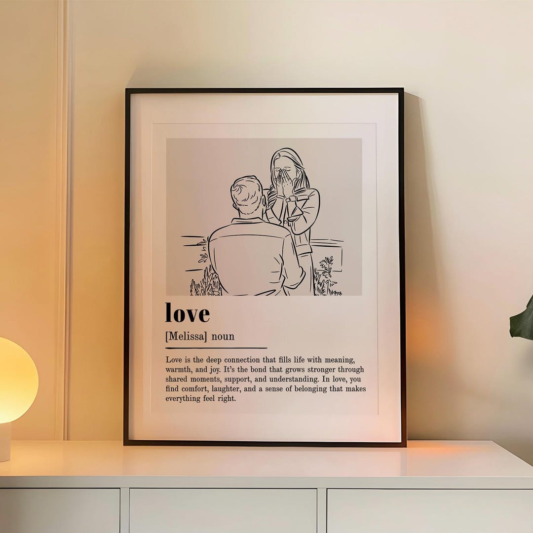 Definition Love Couple One Line Drawing Romantic Gifts for Partner ...