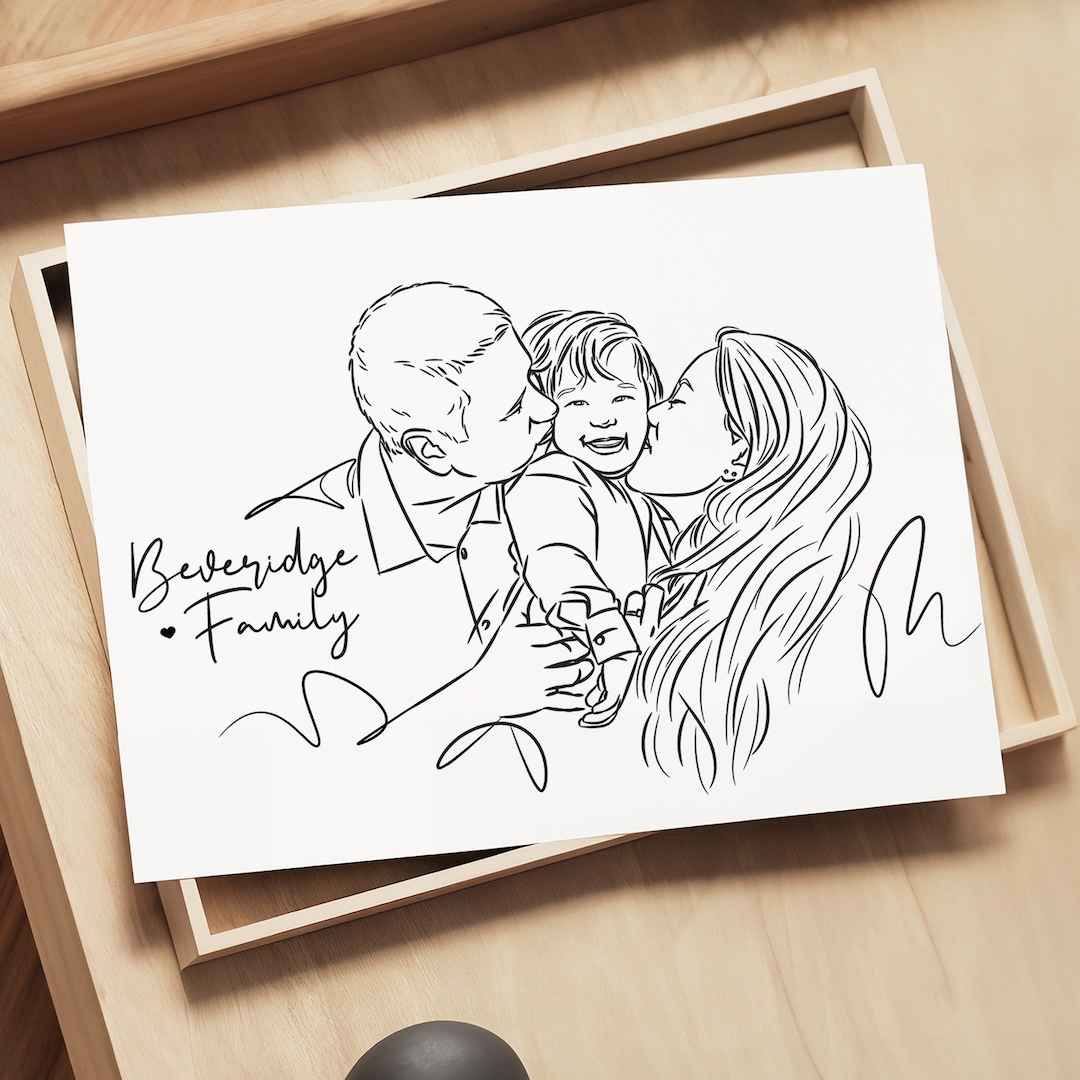 Family & Couple Portrait Line Art | Custom Keepsake Gift, Parent ...