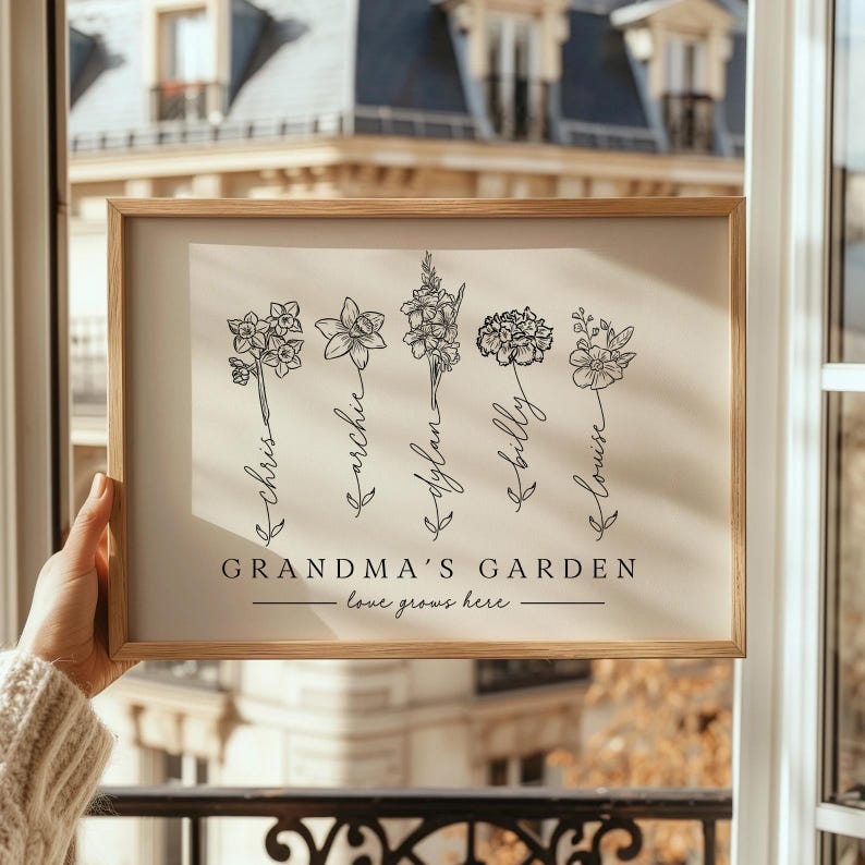 Grandma's Garden Family Flower Art | Custom Grandchildren Names ...