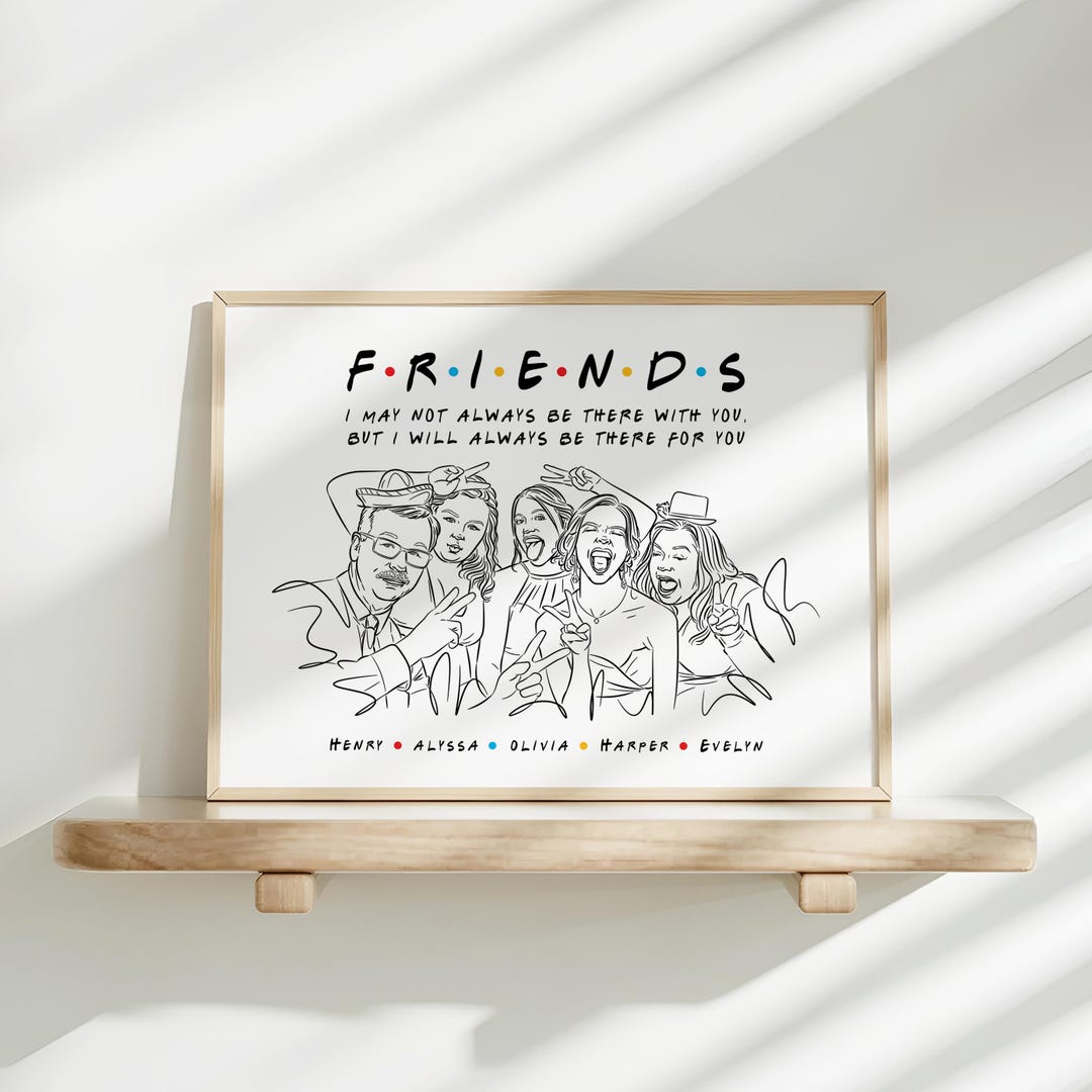 Custom Best Friends Portrait Line Art Drawing, Unique Personalized BFF ...
