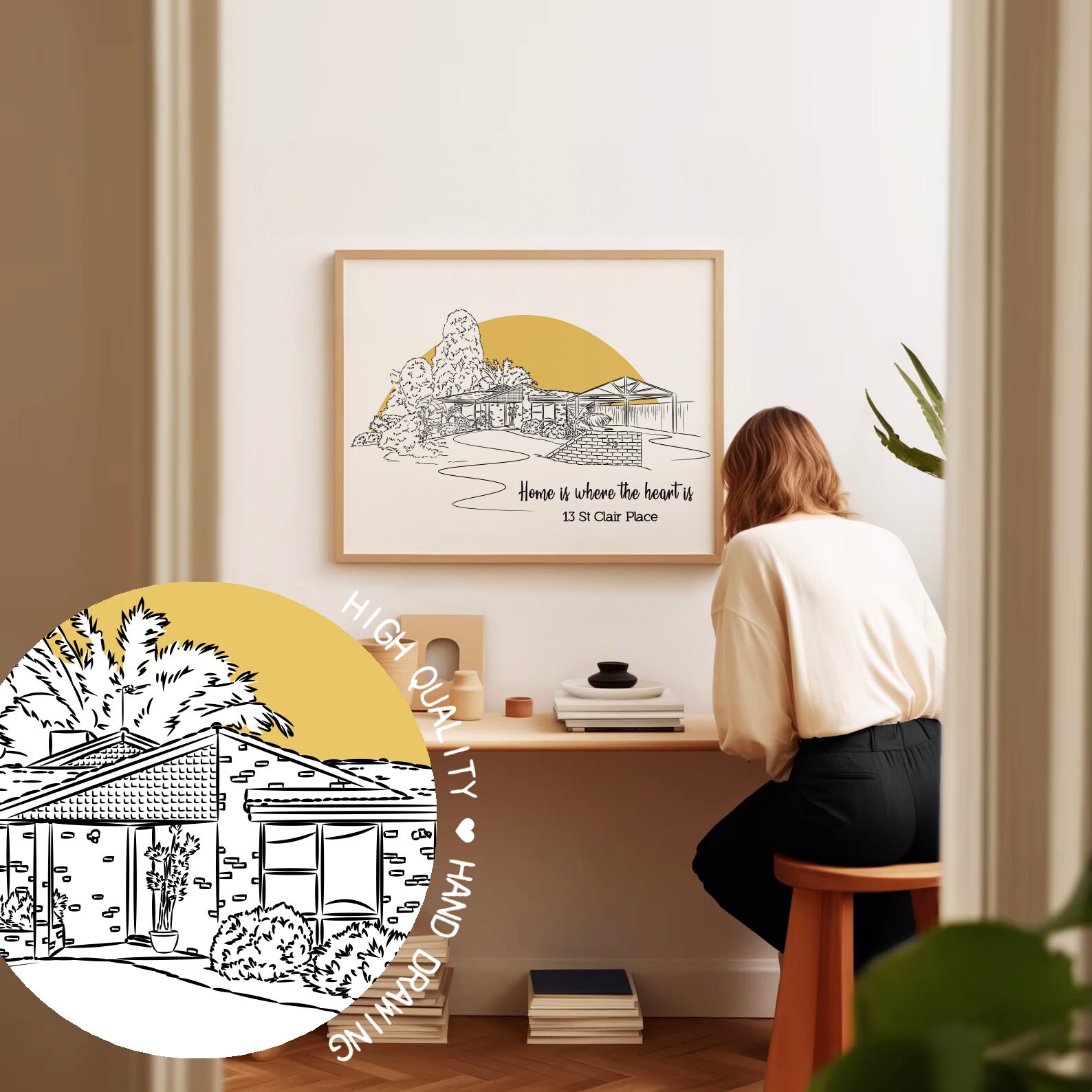 Custom New Home Gift - House Drawing - Perfect First Home Gift, Real ...