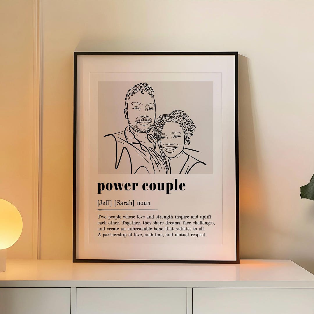 Definition | Power Couple Custom Line Art Drawing, Personalized Unique ...