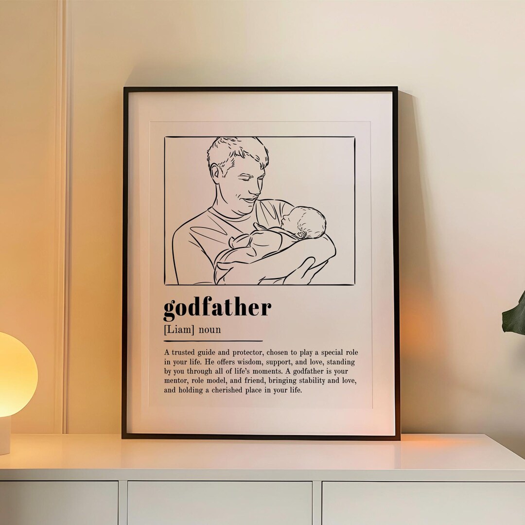 Custom Godfather Portrait Definition Line Art Keepsake | Minimalist ...