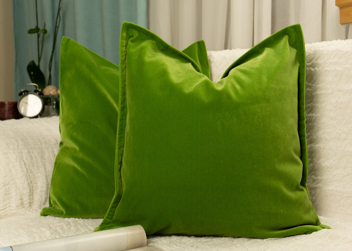 Plush Velvet Apple Green Pillow Cover Apple Green Velvet - Etsy