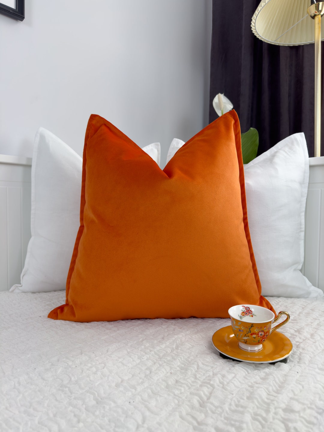 Bright Orange Velvet Pillow Cover Orange Velvet Cushion Cover Orange ...