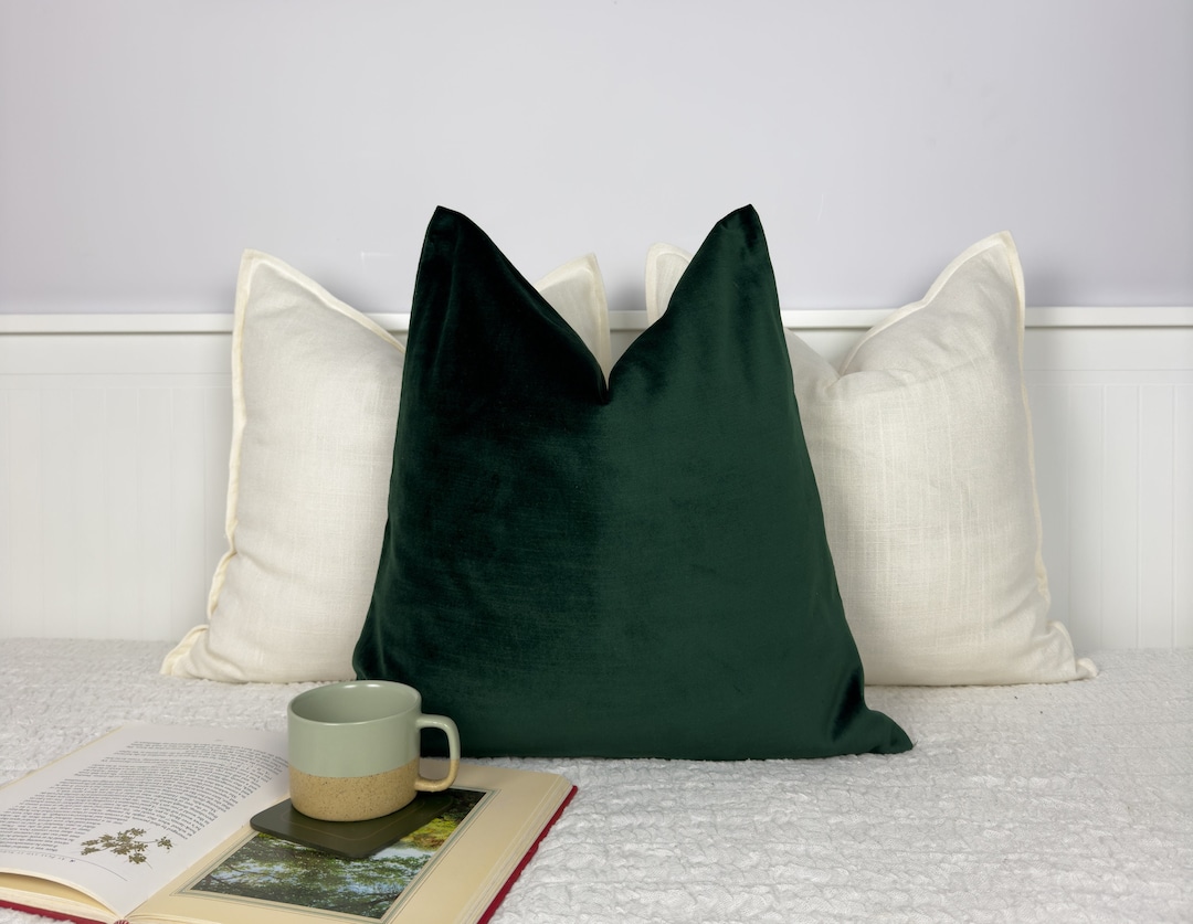 Velvet Dark Green Throw Pillow Cover Decorative Lumbar Cushion Cover ...