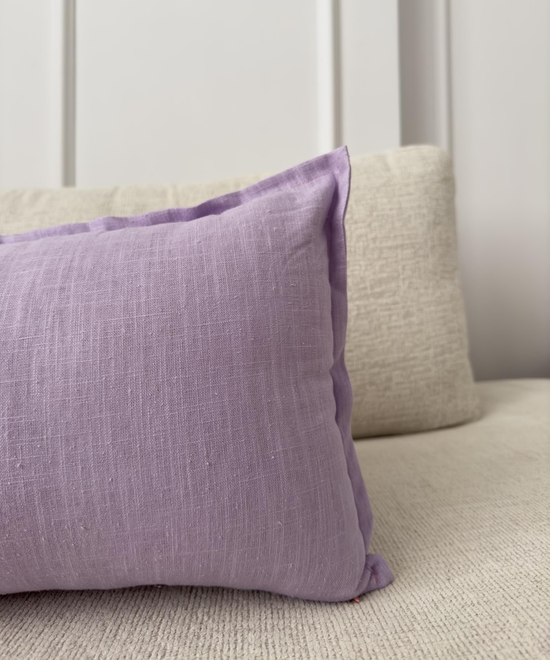 Natural Purple Linen Pillow Cover Lilac Scatter Cushion Cover Purple ...
