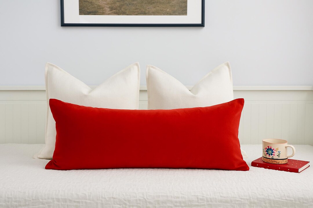 Velvet Lumbar Pillow Tomato Red Throw Pillow Cover for Bed Deocr Rust ...