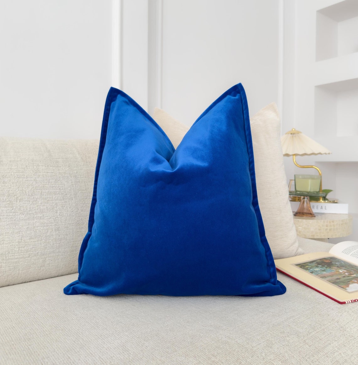 Premium Velvet Royal Blue Pillow Cover Navy Blue Cushion Cover Long ...