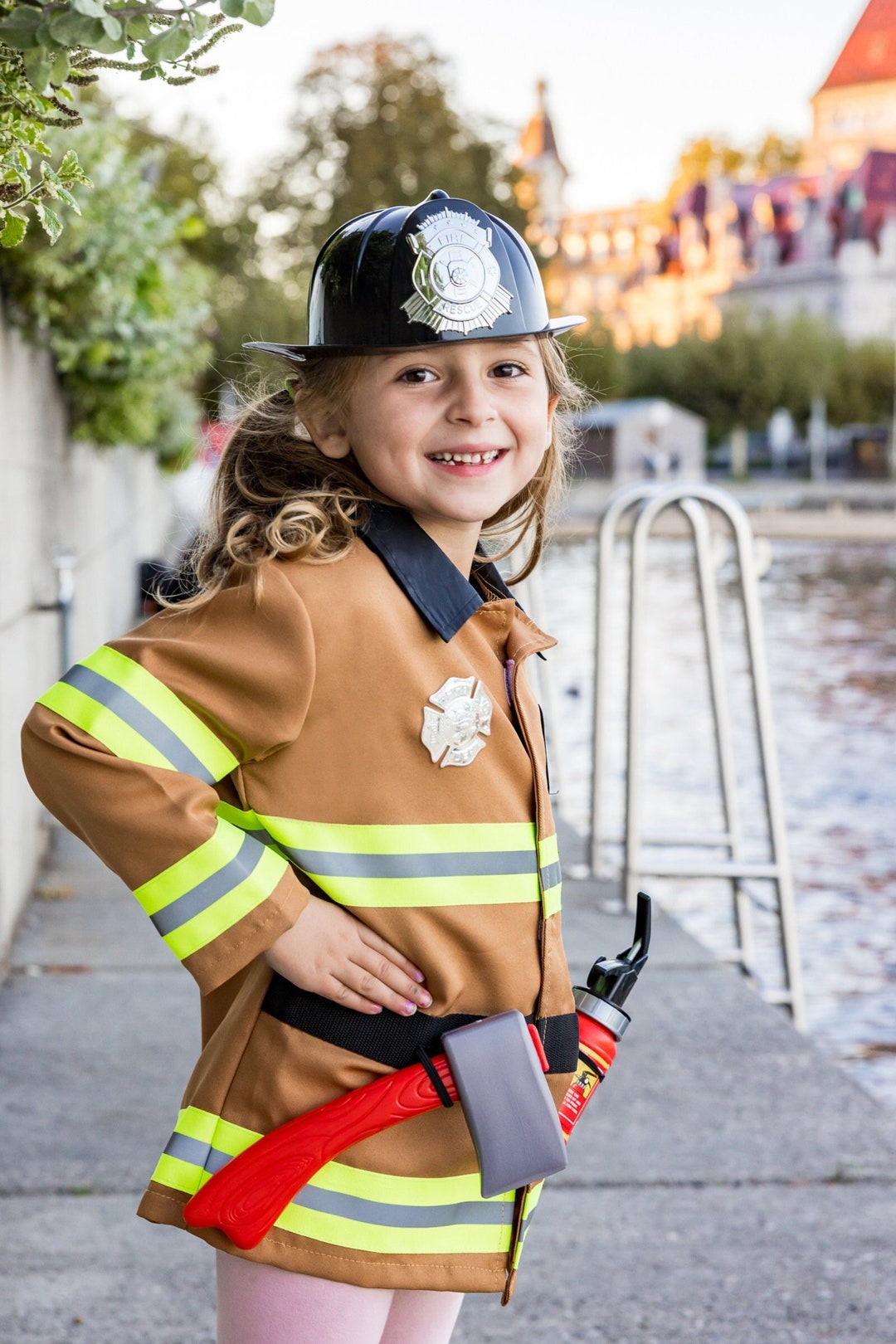 Tan Firefighter Set With Accessories, Pretend Play Dressup, Kids ...