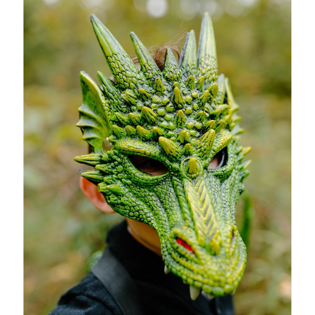 Green Dragon Mask, Kids Rubberized Dragon Mask, Kids Mask, Dragon ...
