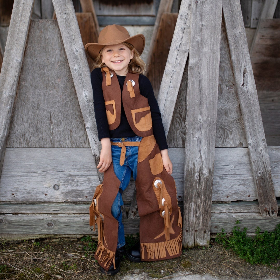 Cowboy Chaps and Vest for Kids, Kids Cowboy Costume, Kids Dressup, Kids ...