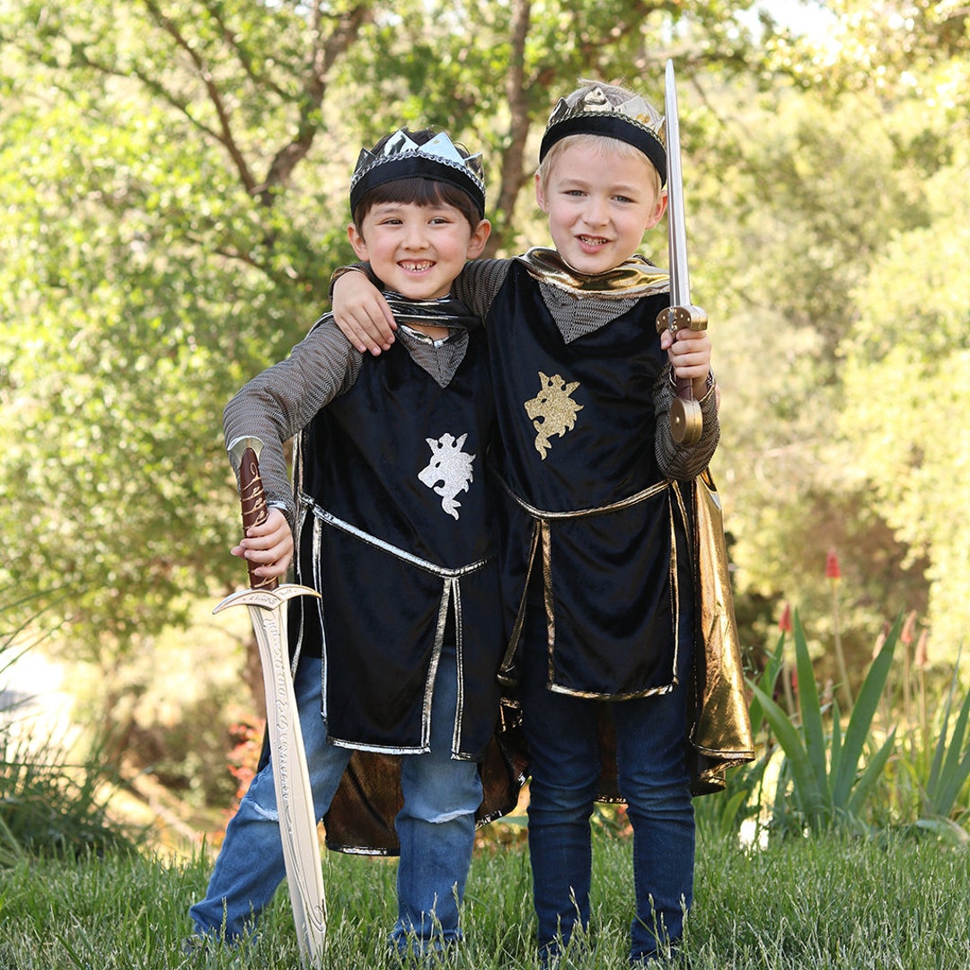 Kids Knight Costume, Knight Tunic Set, Gold and Silver, Pretend Play ...