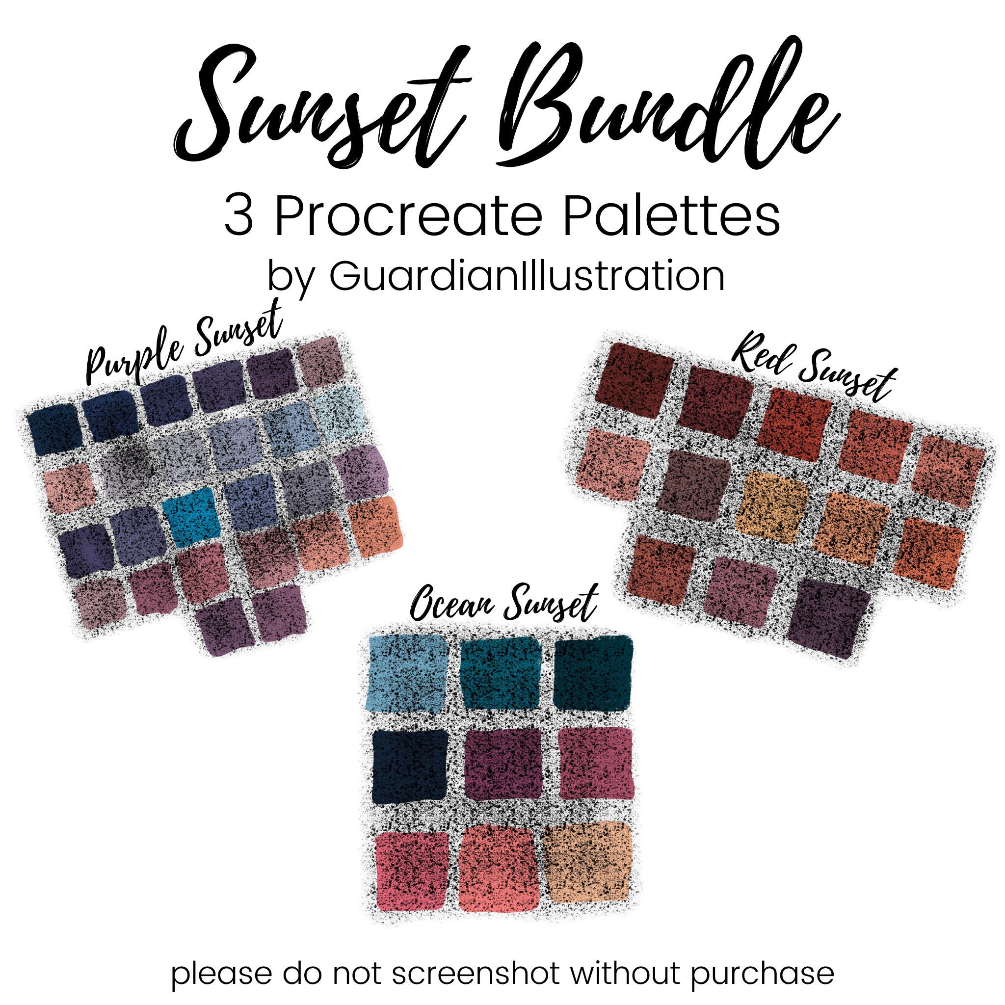 3 Sunset Procreate Color Palettes Procreate Tools Color Swatches Etsy 7053