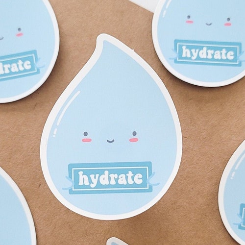 Hydrate Sticker Cute Water Drop Drink More Water H2o - Etsy