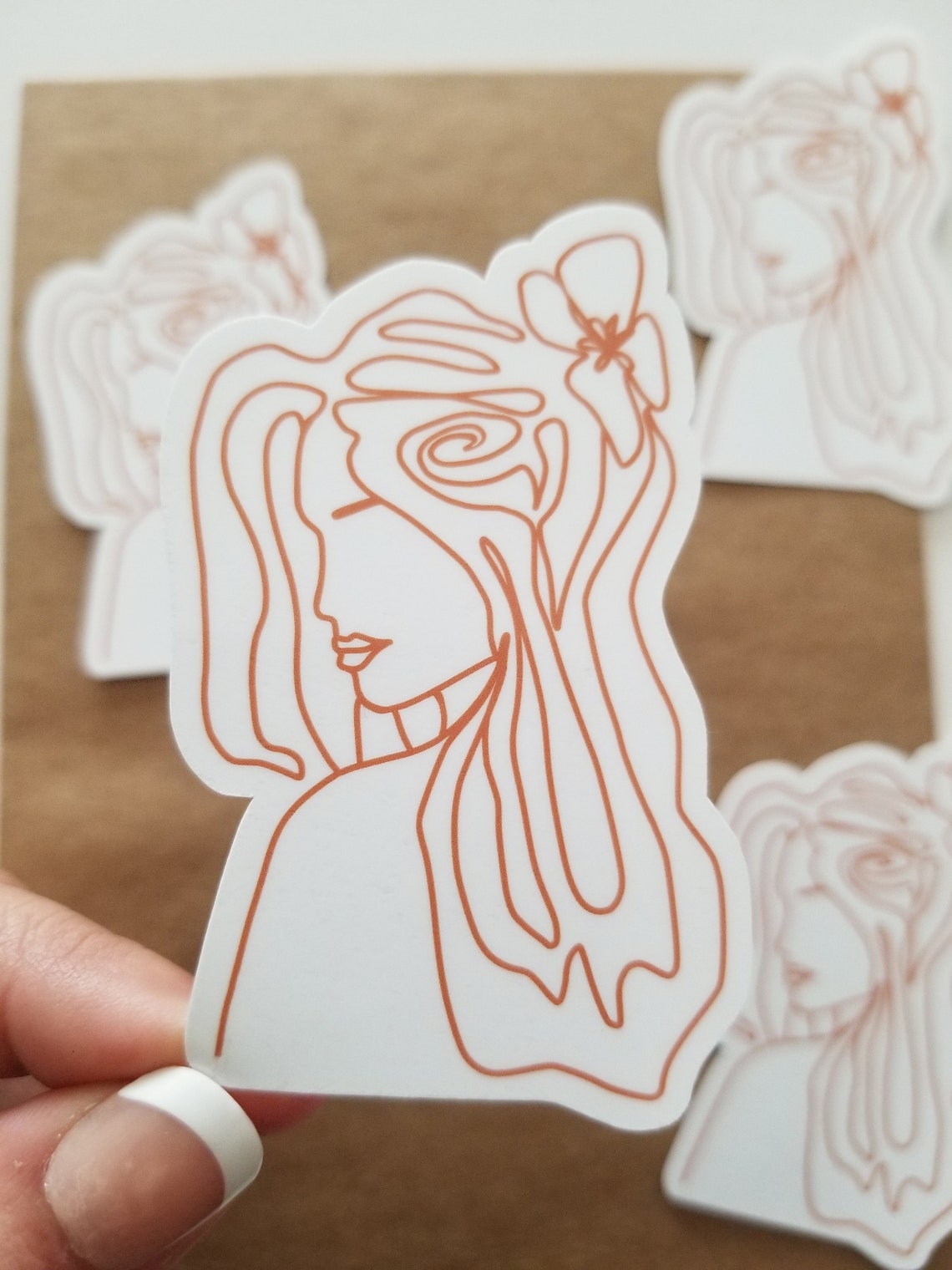 Island Girl Sticker Brown Line Art or Color Glossy Die Cut - Etsy