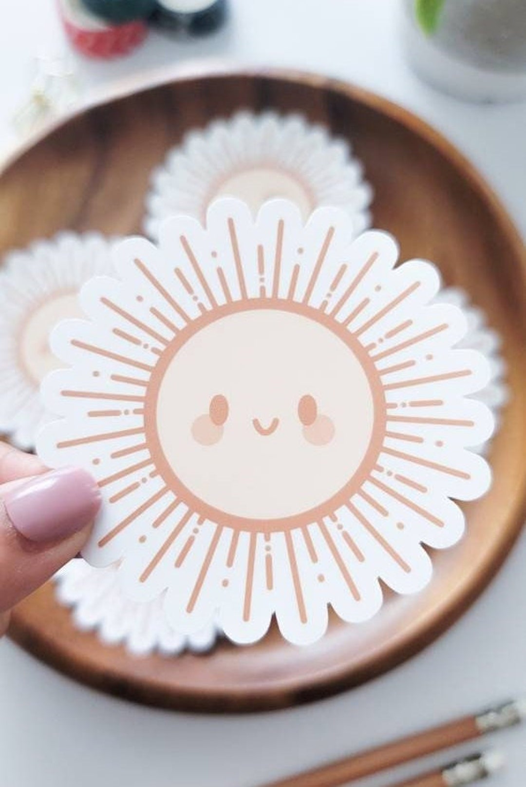 Boho Sun Sticker Kawaii Cute Bohemian Aesthetic Neutral Earth Tone Sun ...