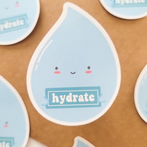 Hydrate Sticker Cute Water Drop Drink More Water H2o Hydration ...