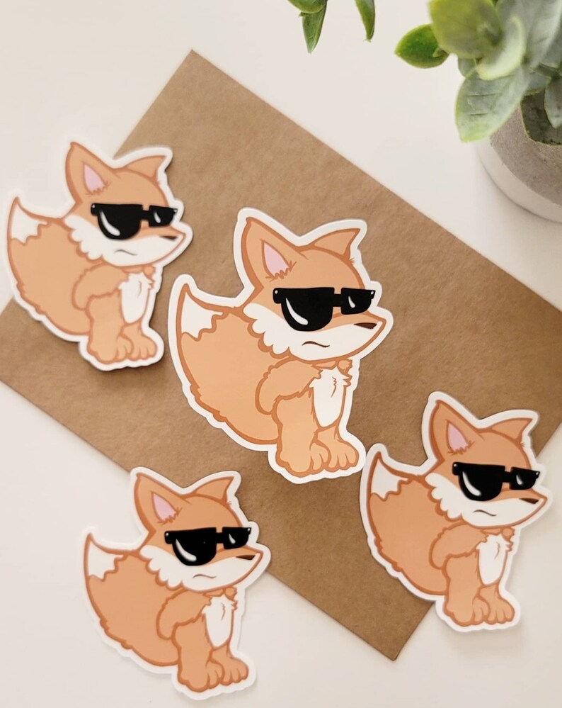 Cool as Fox Sticker Cute Funny Fox With Sunglasses Animal | Etsy