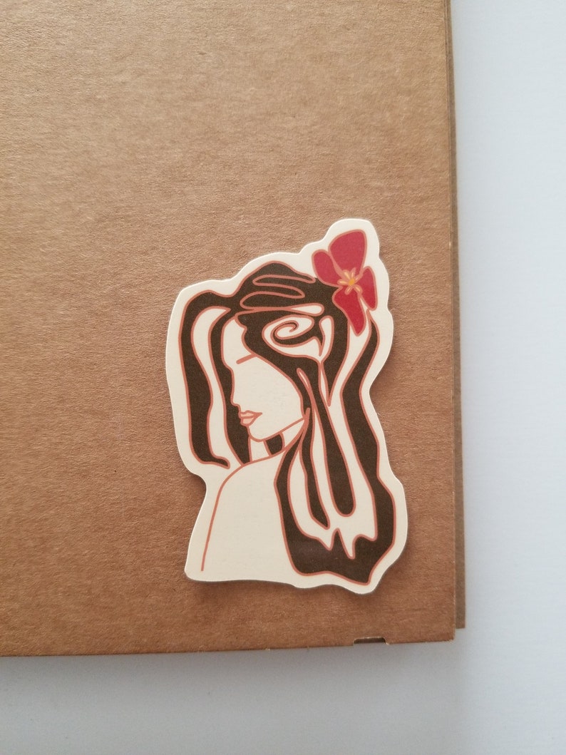 Island Girl Sticker Brown Line Art or Color Glossy Die Cut - Etsy