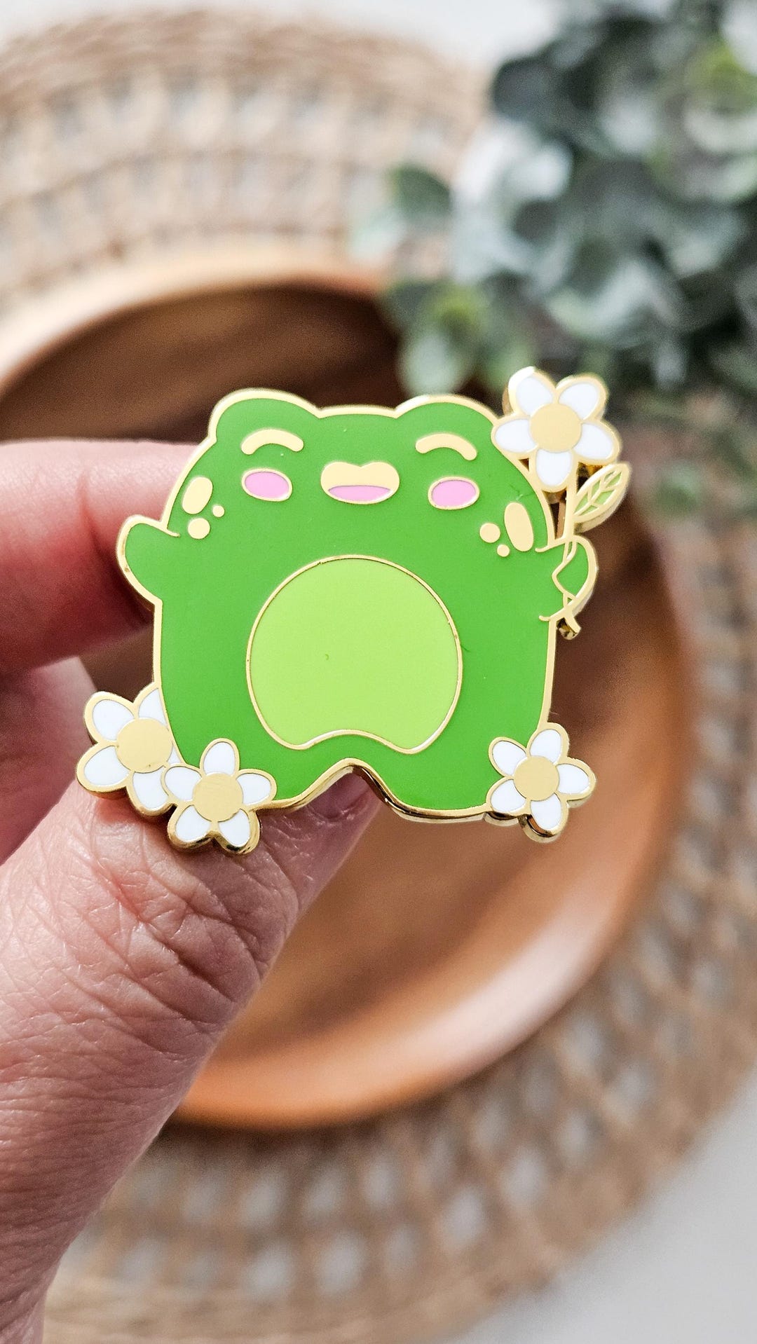 Frog and Daisies ENAMEL PIN | Cute Frog Animal Art Badge Pin Flair ...
