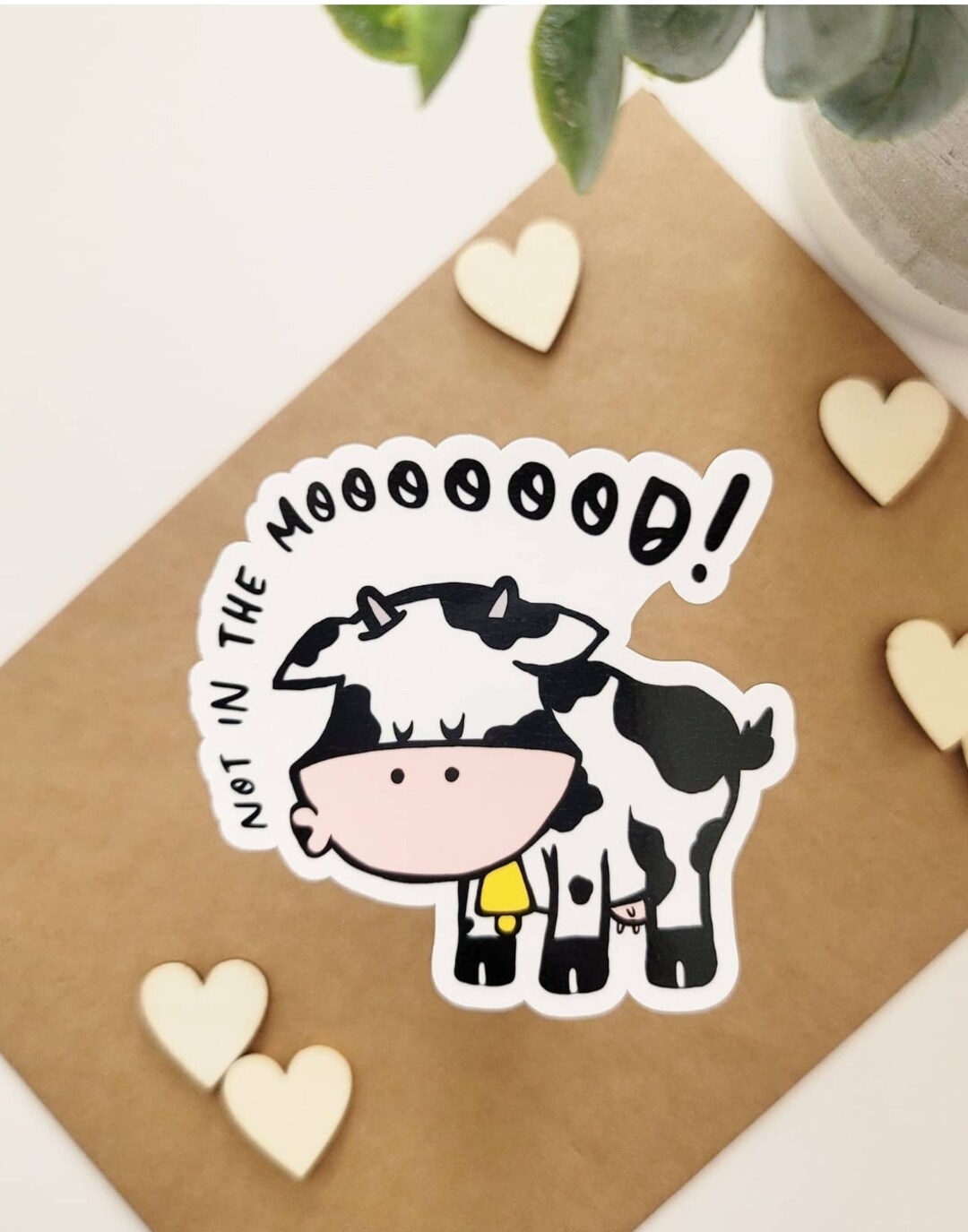 Not in the Mood Cow Sticker | Cute Funny Cow Laptop Water Bottle ...