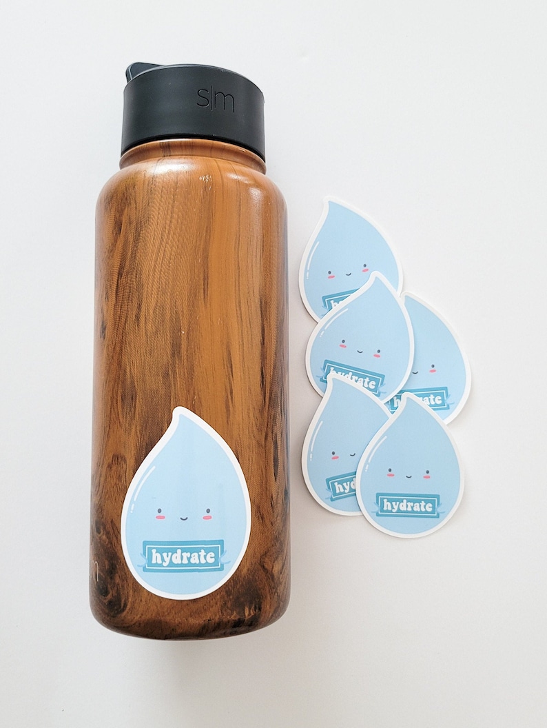 Hydrate Sticker Cute Water Drop Drink More Water H2o - Etsy