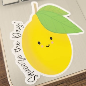 Squeeze the Day Sticker | Cute Kawaii Lemon Motivational Sticker - Etsy