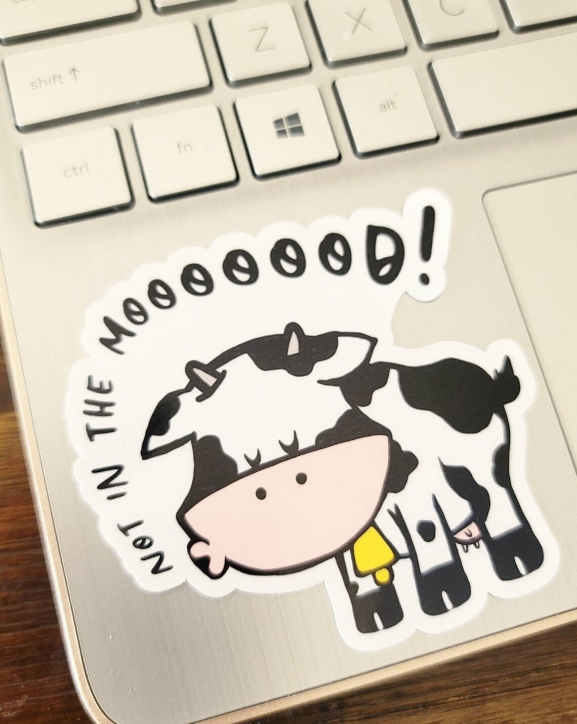 Not in the Mood Cow Sticker | Cute Funny Cow Laptop Water Bottle ...