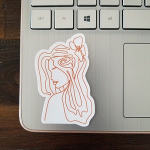 Island Girl Sticker Brown Line Art or Color Glossy Die Cut Sticker - Etsy