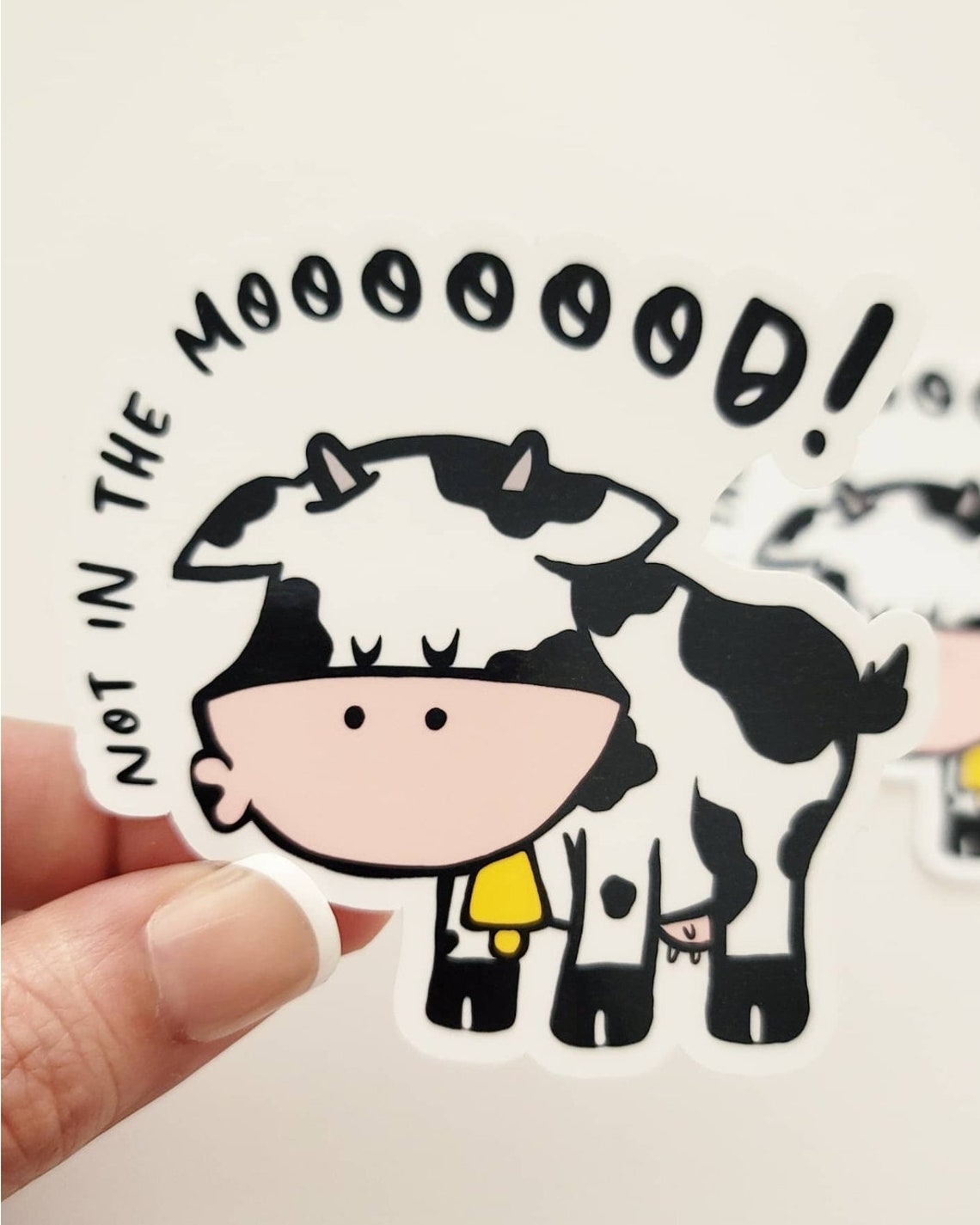 Not in the Mood Cow Sticker Cute Funny Cow Laptop Water | Etsy