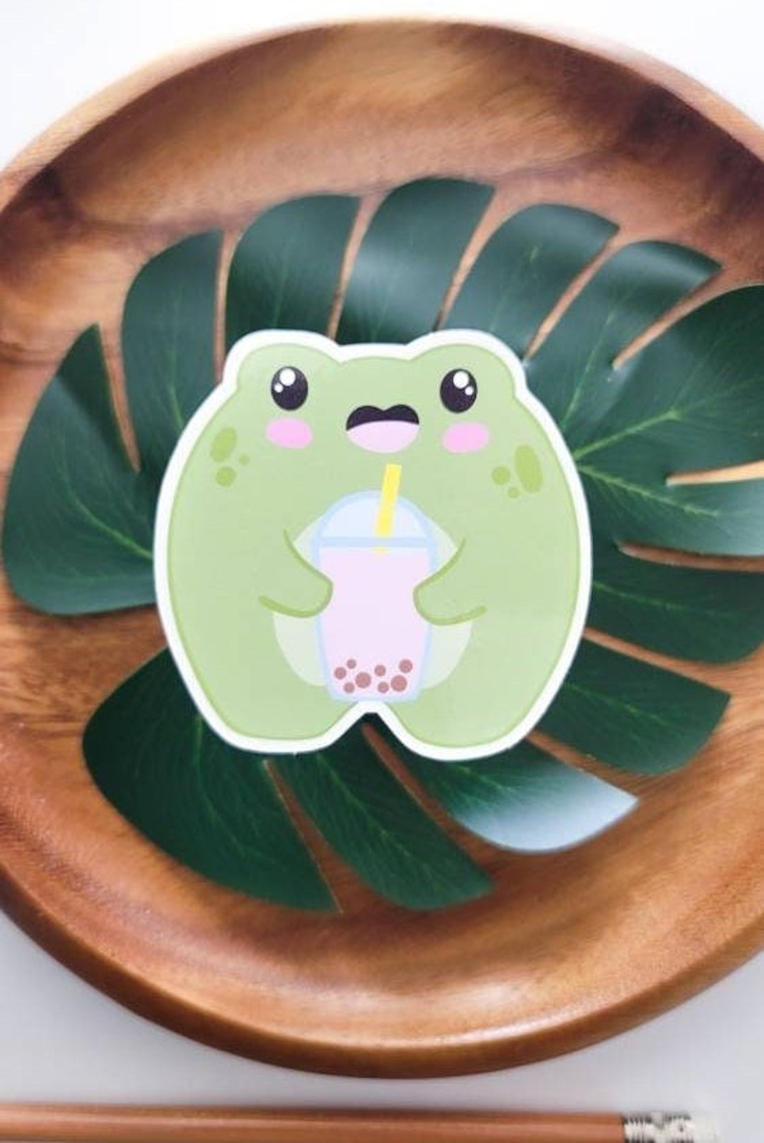 Frog With Boba Sticker Cute Kawaii Frog Toad Froggy Animal - Etsy