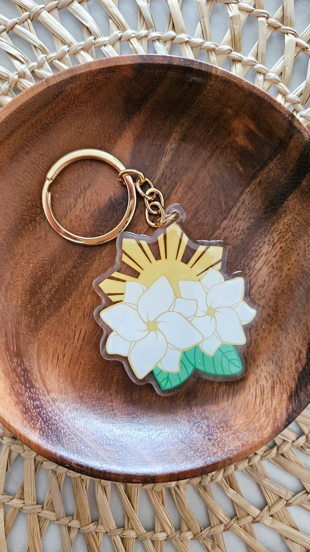 Sampaguita Sunrise | ACRYLIC KEYCHAIN | Jasmine Flower Philippines ...